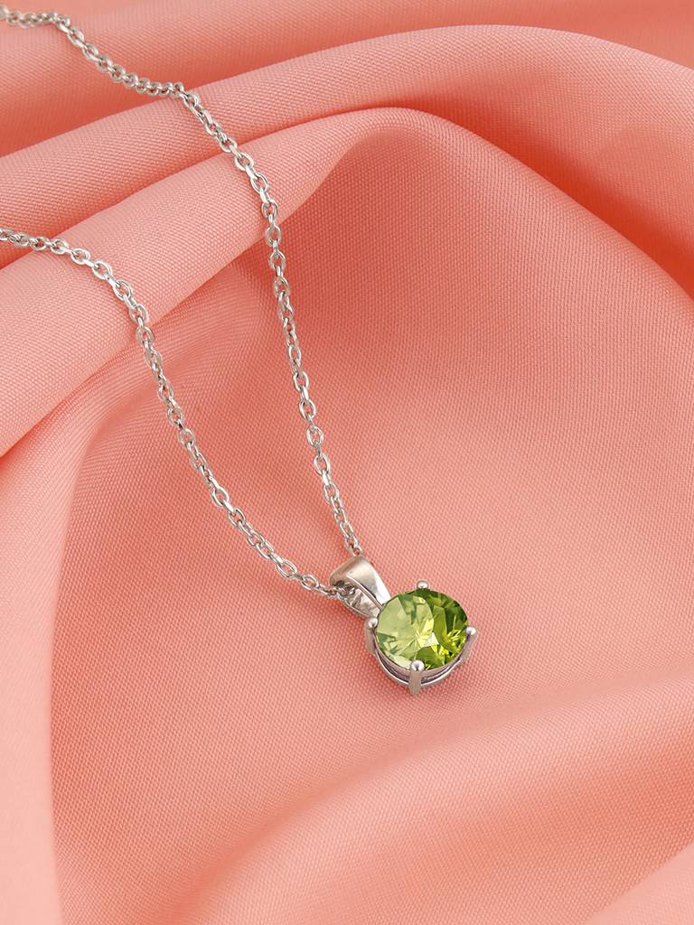 Silver Gracious Green Pendant With Link Chain | Silver Gracious Green ...