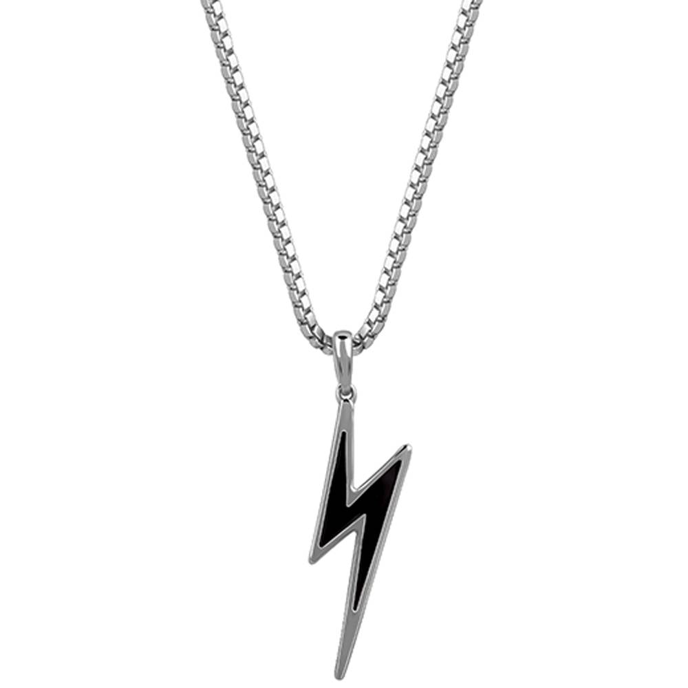 925 Silver Black Rhodium Thunder Pendant With Box Chain For Him | 925 ...