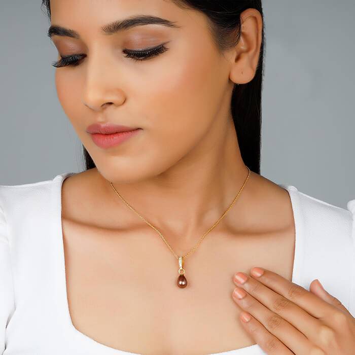 Golden Shining Drop Pendant With Link Chain | Golden Shining Drop ...