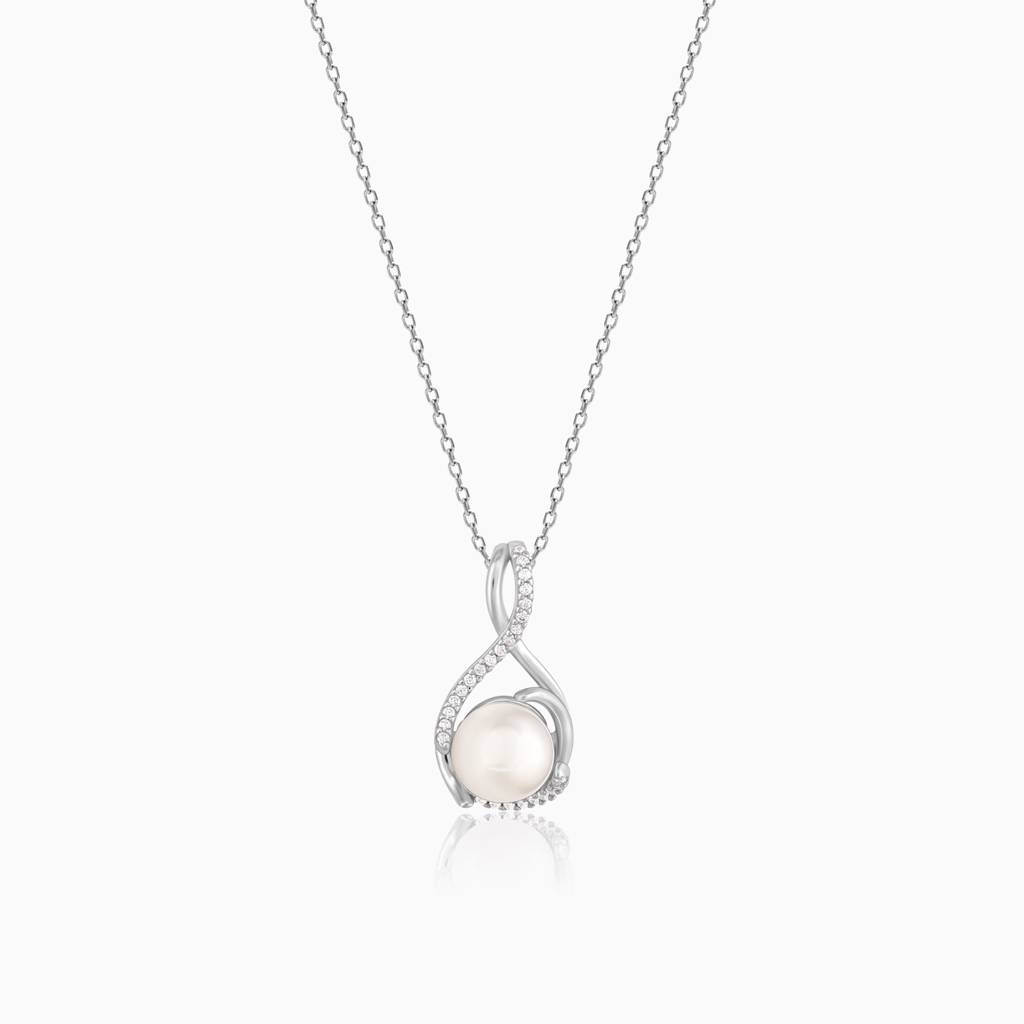 Silver Loop Pearl Pendant With Link Chain | Silver Loop Pearl Pendant ...
