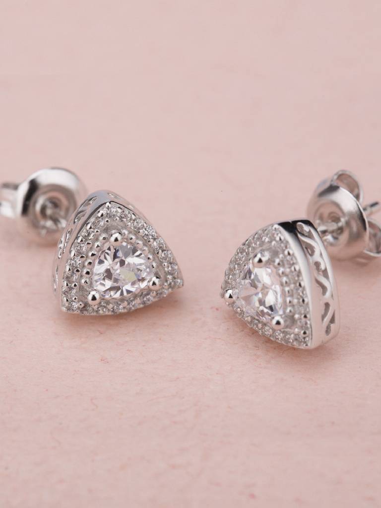 925 Sterling Silver Triangular Studs Earrings | 925 Sterling Silver Triangular Studs Earrings ...