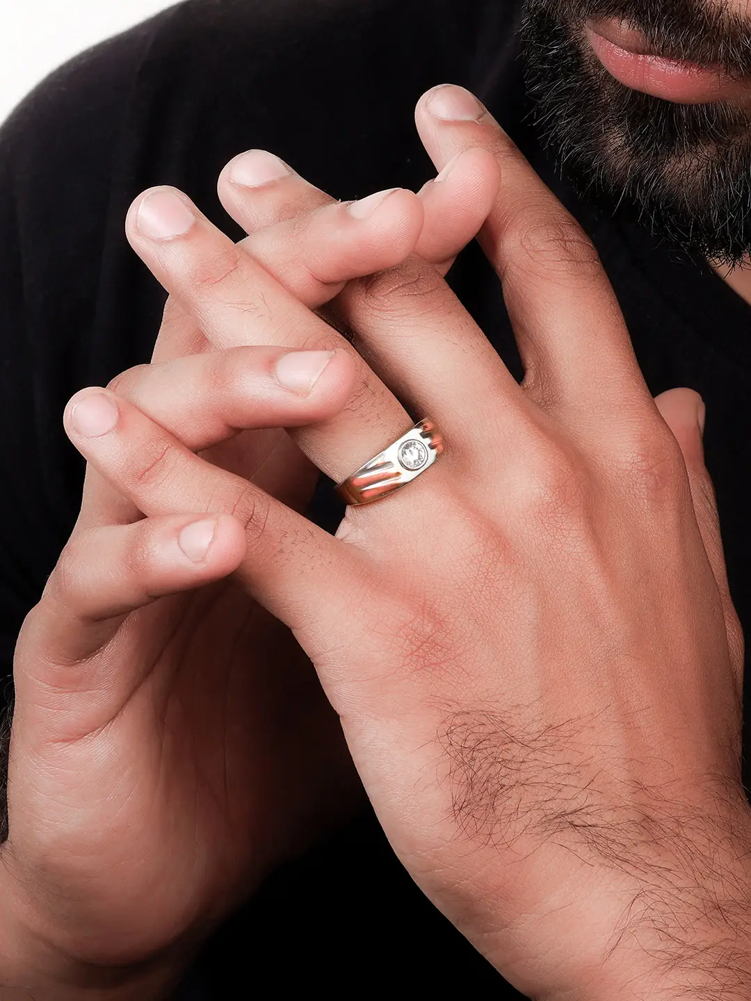 Giva 925 Sterling Silver And Rose Gold Timeless Radiance Mens Ring | Giva 925 Sterling Silver ...