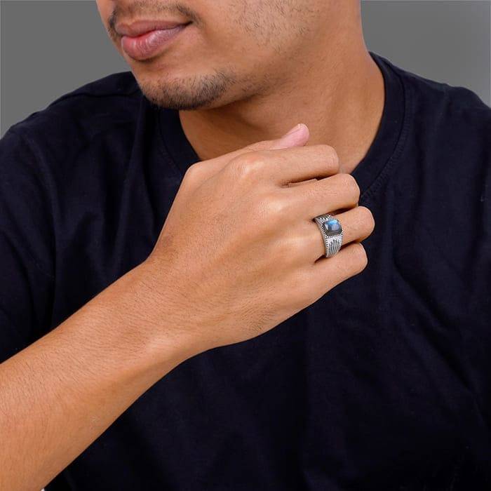 Giva 925 Silver Oxidised Silver Commander Ring For Him, Adjustable ...