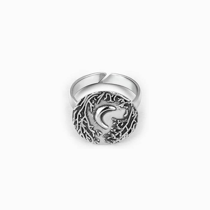 Oxidised Silver Moon Stamp Ring | Oxidised Silver Moon Stamp Ring · Eternz