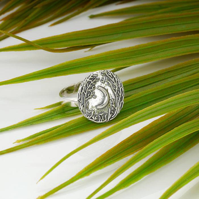 Oxidised Silver Moon Stamp Ring | Oxidised Silver Moon Stamp Ring · Eternz