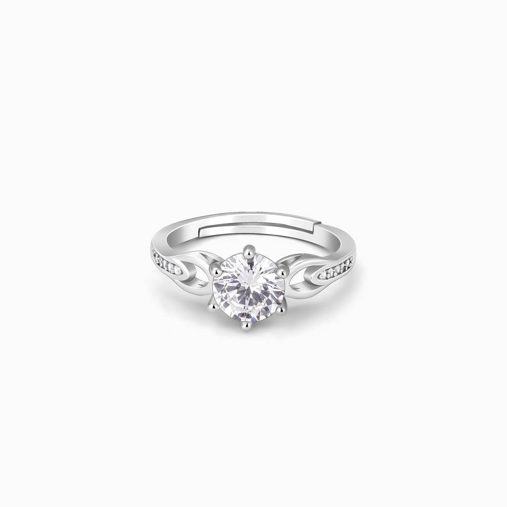 Silver Zircon Sparkling Loop Ring | Silver Zircon Sparkling Loop Ring ...