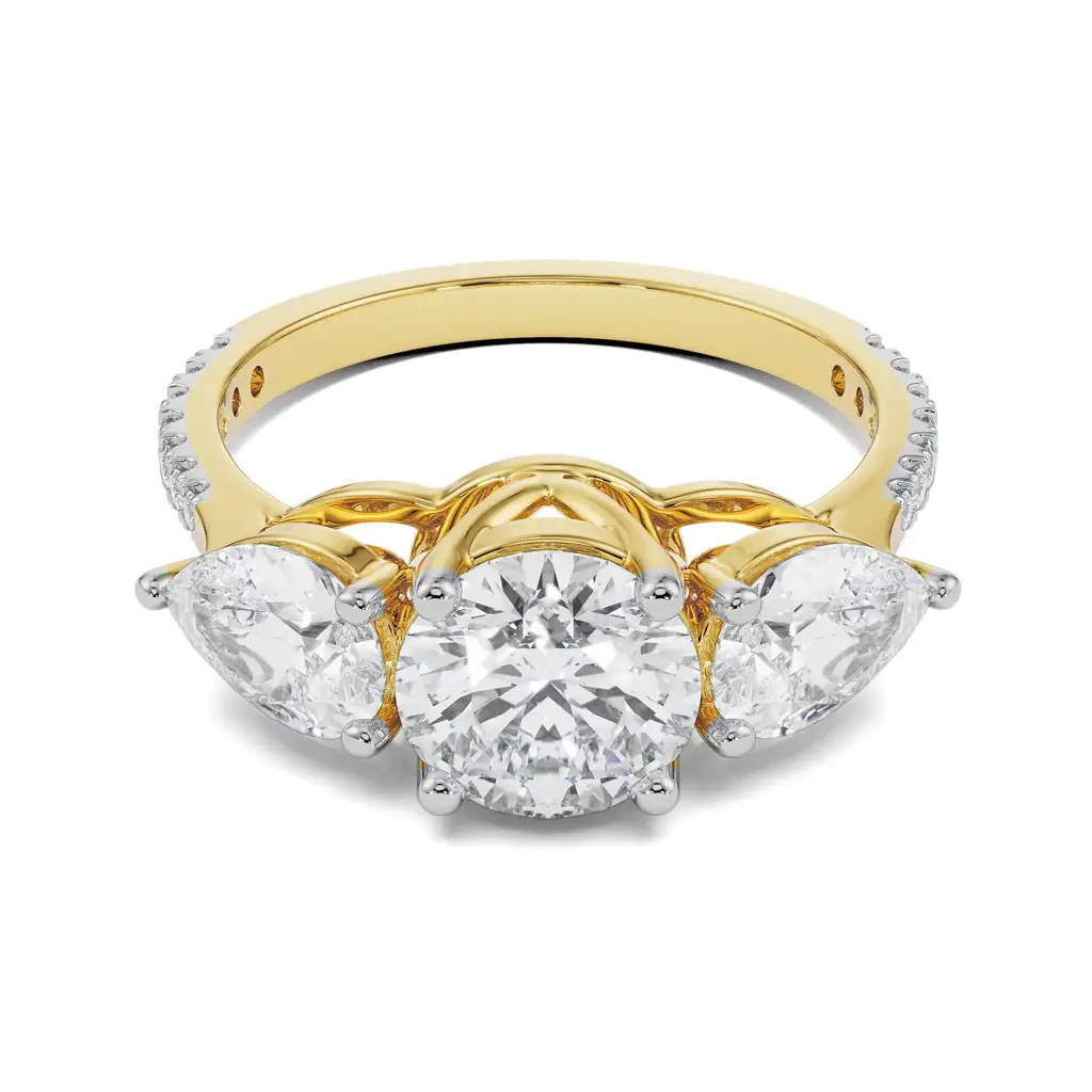 Ruth Tri Stone Ring Gold | Authentic & Certified Lab Diamonds | Ruth Tri Stone Diamond Ring · Eternz