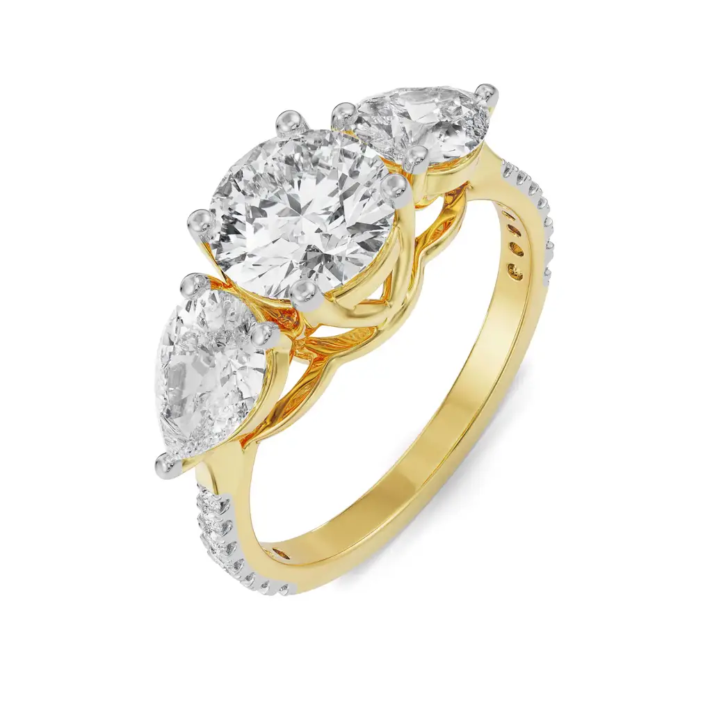 Ruth Tri Stone Ring Gold | Authentic & Certified Lab Diamonds | Ruth ...
