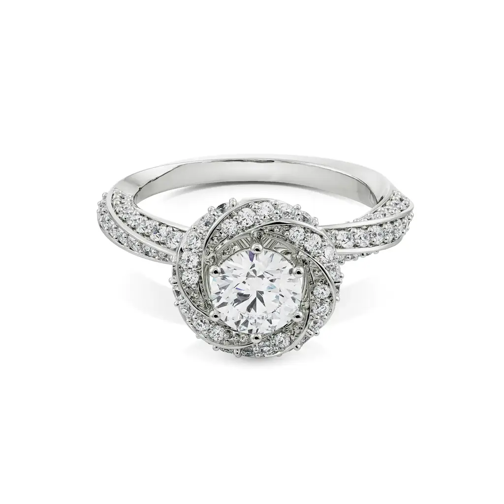 Twisted Band Halo Solitaire Ring | Twisted Band Halo Solitaire Ring · Eternz