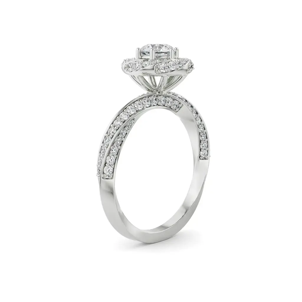 Twisted Band Halo Solitaire Ring | Twisted Band Halo Solitaire Ring ...