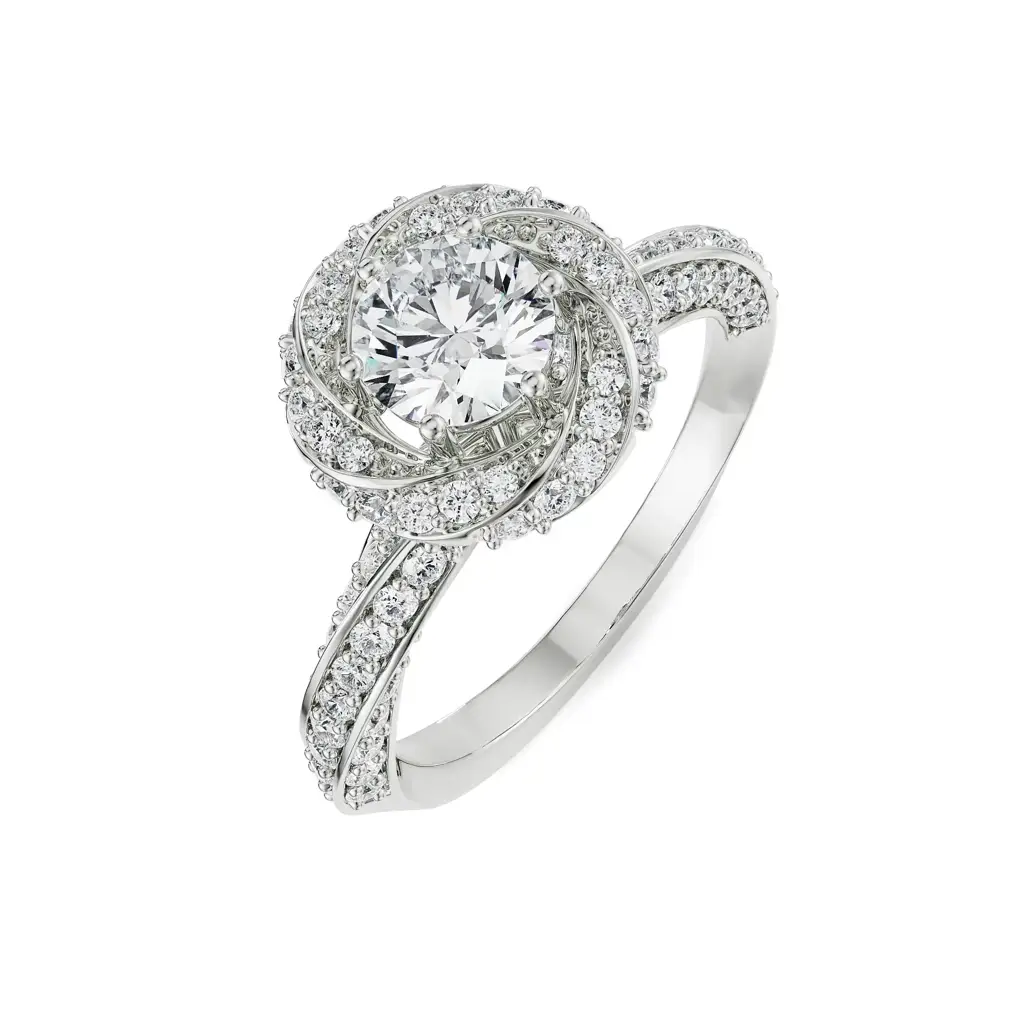 Twisted Band Halo Solitaire Ring | Twisted Band Halo Solitaire Ring ...