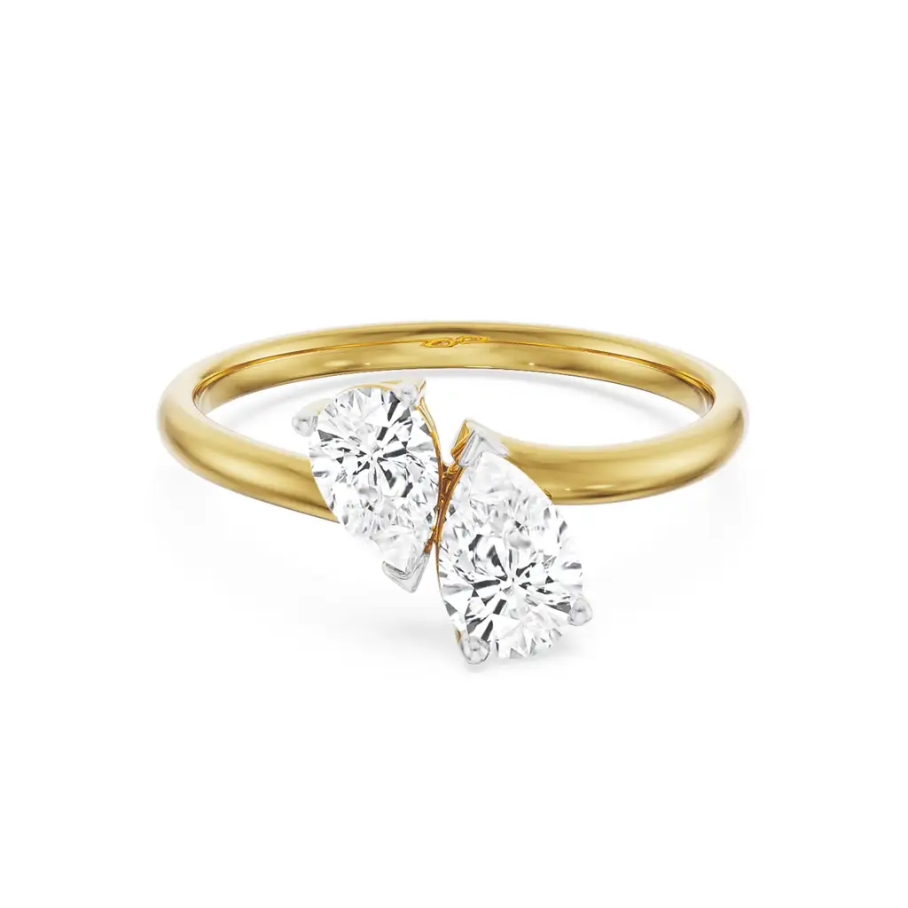 Two Stone Pear Solitaire Ring Gold | Authentic & Certified Lab Diamonds ...
