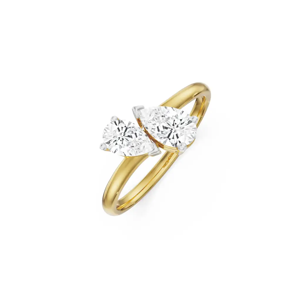 Two Stone Pear Solitaire Ring Gold | Authentic & Certified Lab Diamonds ...