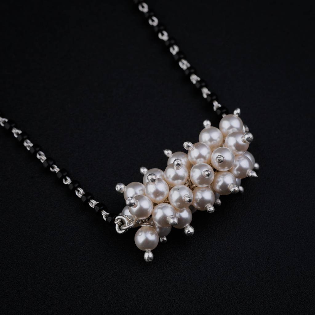 Silver Mangalsutra With Pearls | 92.5 Silver Mangalsutra · Eternz