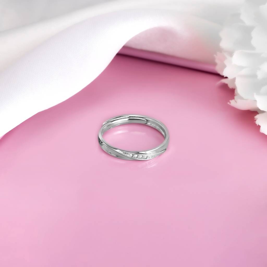 Waves Cz Rhodium Plated 925 Sterling Silver Ring | Waves Cz Rhodium Plated 925 Sterling Silver ...