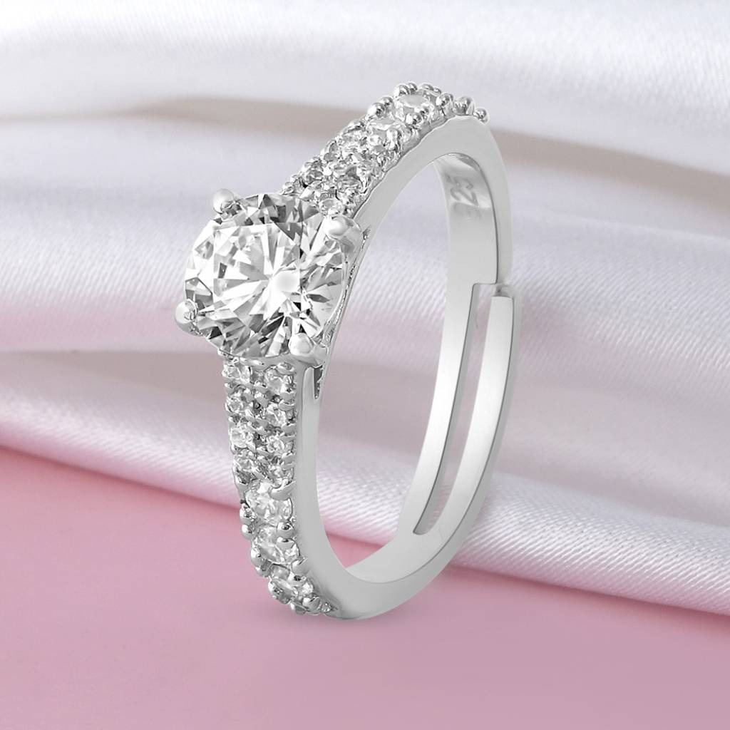 Classic Solitaire Rhodium Plated 925 Sterling Silver Ring | Classic ...