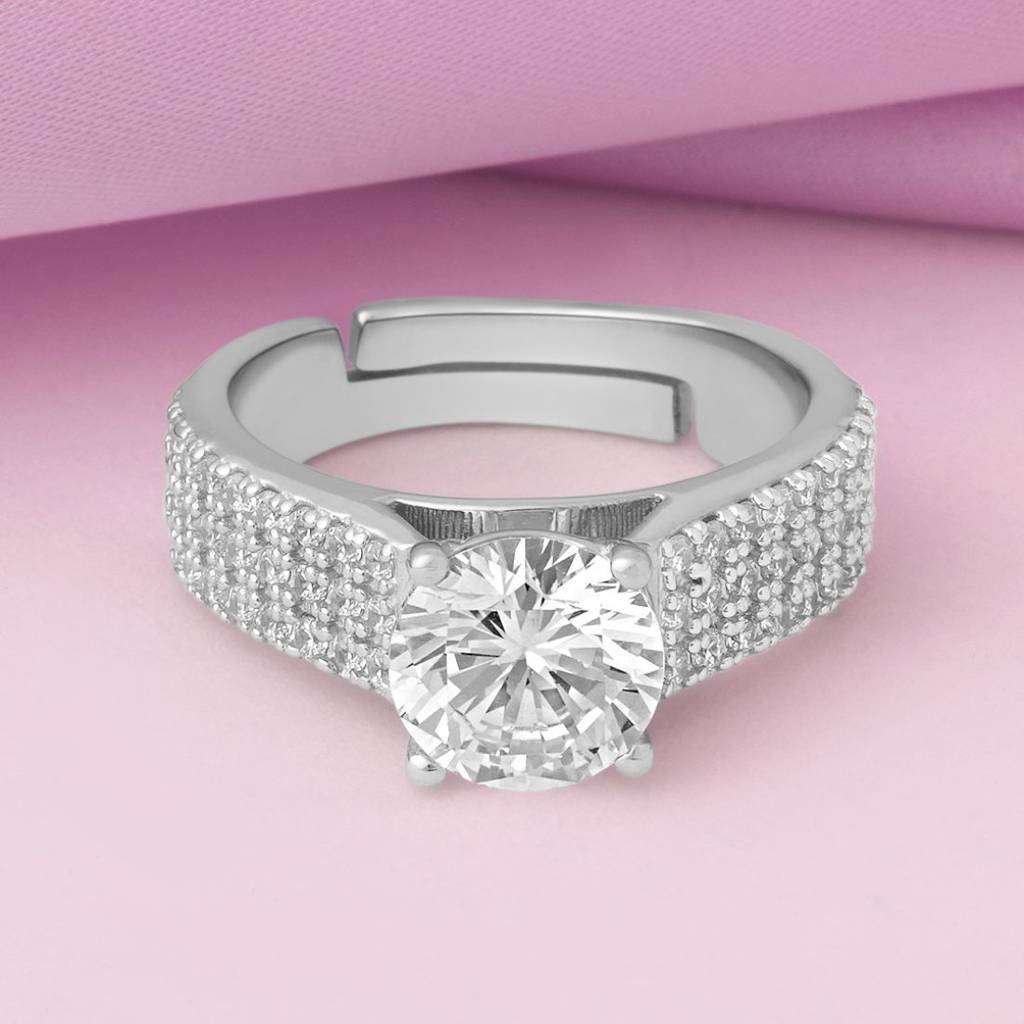 Solitaire Rhodium Plated 925 Sterling Silver Ring | Solitaire Rhodium ...