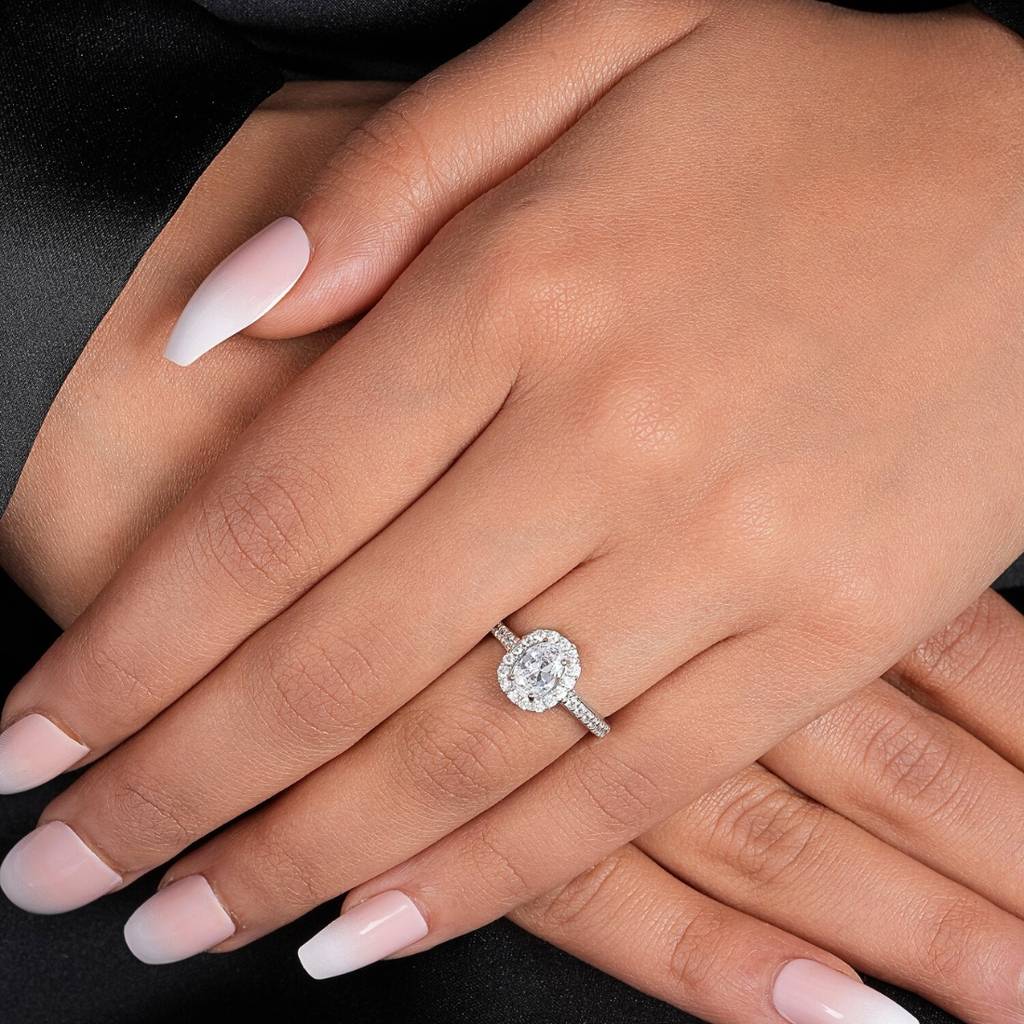 Radiant Halo Rhodium Plated 925 Sterling Silver Ring | Radiant Halo ...