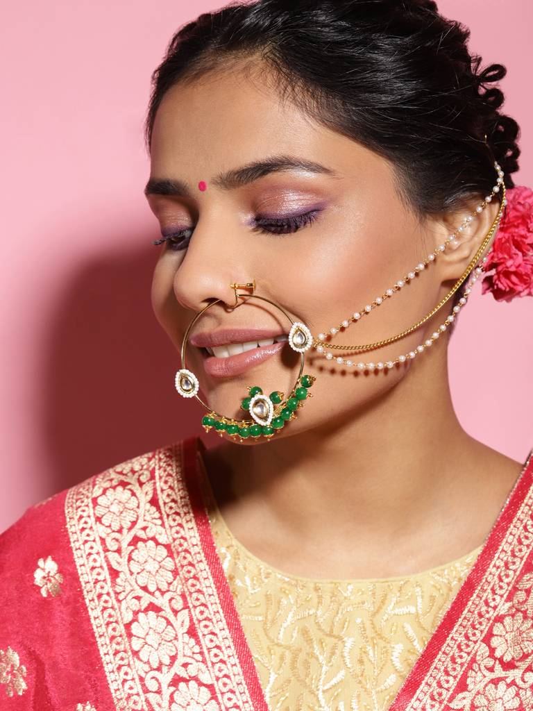 Teardrop Green Beaded Nose Ring | Teardrop Green Beaded Nose Ring · Eternz