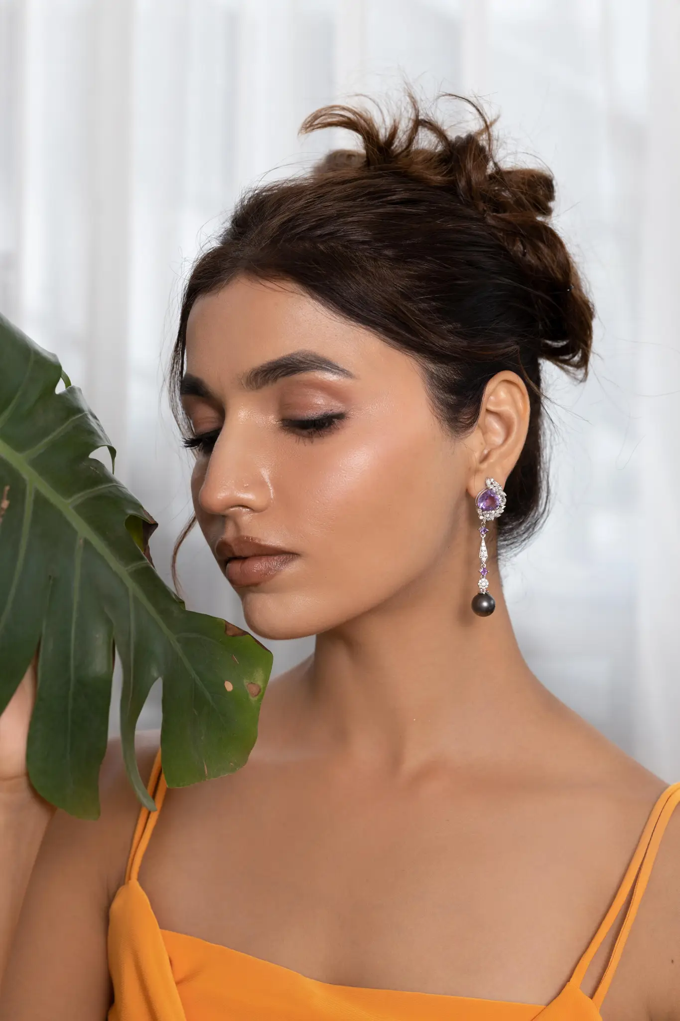 Amethyst And Black Pearl Drop Erring | Amethyst And Black Pearl Drop ...