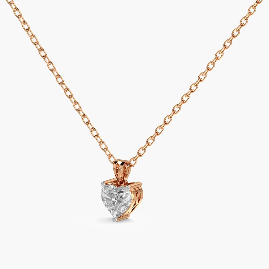 Heart-Shaped Diamond Necklace (With Chain) | Heart-Shaped Diamond ...
