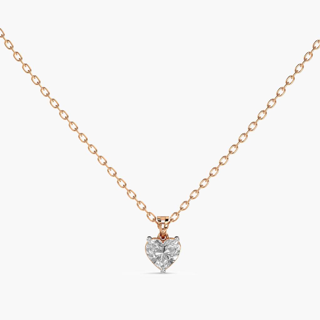Heart-Shaped Diamond Necklace (With Chain) | Heart-Shaped Diamond ...