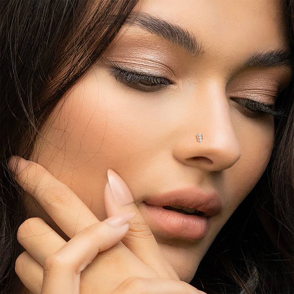 Halo Bar Lab-Grown Diamond Nose Ring | Halo Bar Lab-Grown Diamond Nose ...