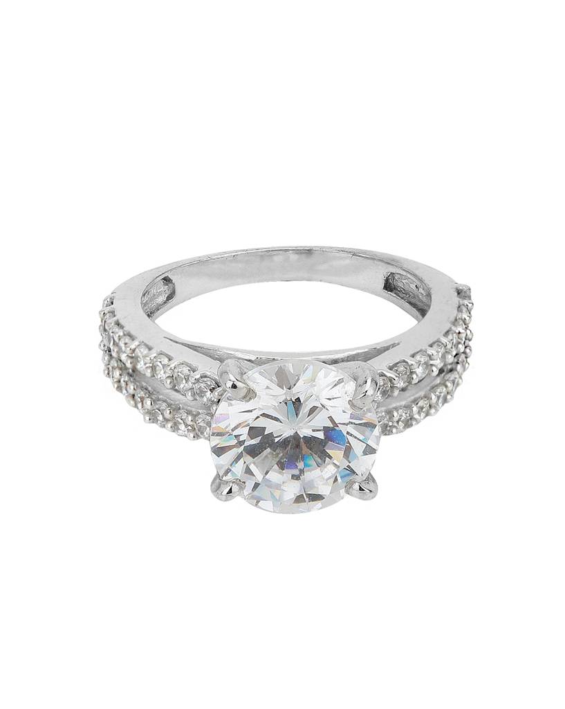 Rhodium-Plated Cz-Studded Finger Ring | Rhodium-Plated Cz-Studded Finger Ring · Eternz