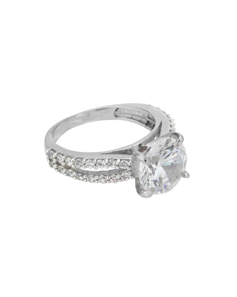 Rhodium-Plated Cz-Studded Finger Ring | Rhodium-Plated Cz-Studded Finger Ring · Eternz
