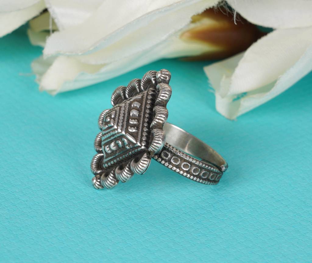 925 Sterling Silver Embossed Motif Intricate Ring | 925 Sterling Silver ...