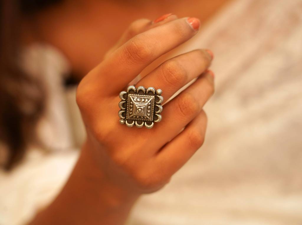 925 Sterling Silver Embossed Motif Intricate Ring | 925 Sterling Silver ...
