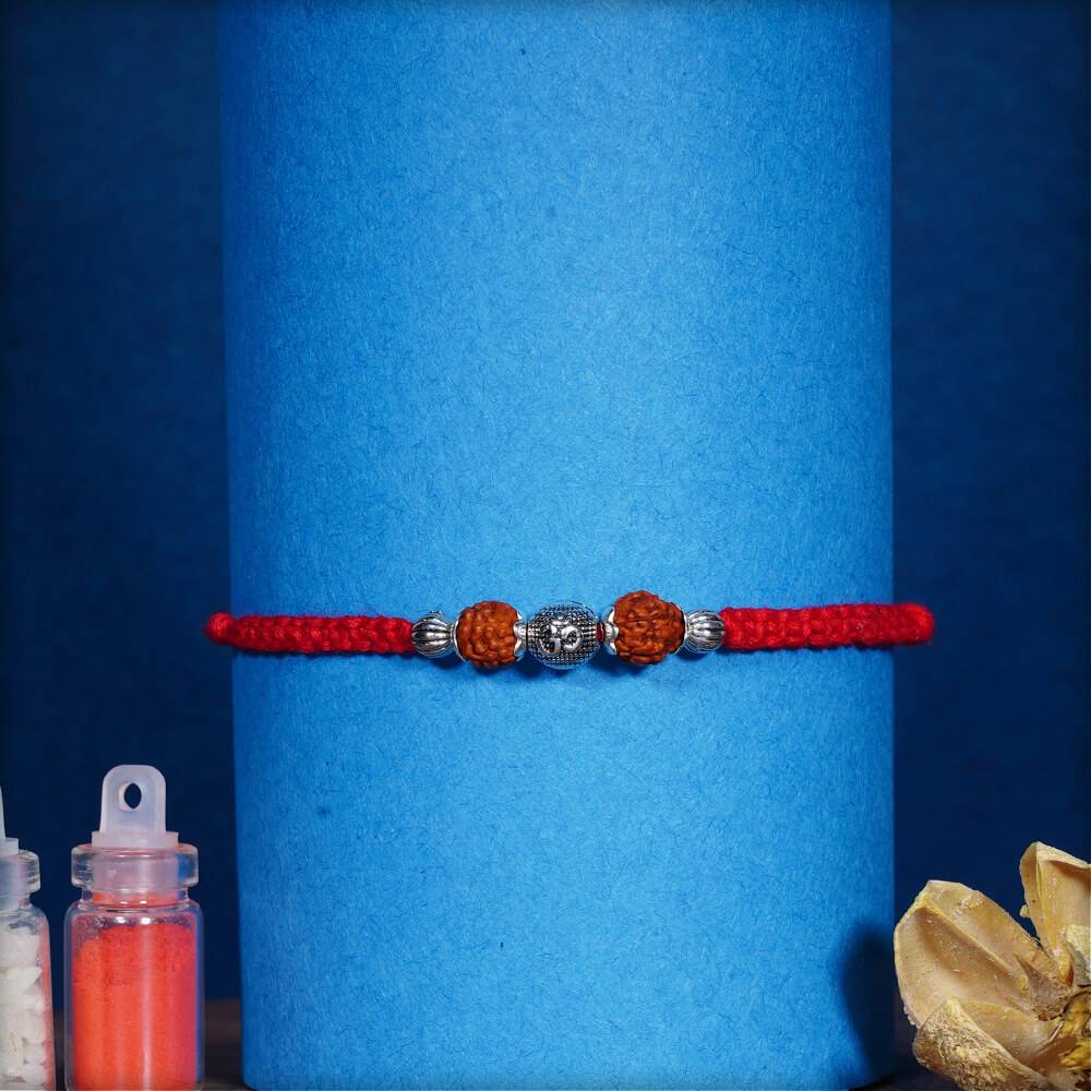 Handcrafted Om With Rudraksh Rakhi | Handcrafted Om With Rudraksh Rakhi ...
