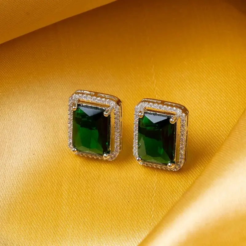 Rectangle American Diamond Stud Earring | Rectangle American Diamond ...