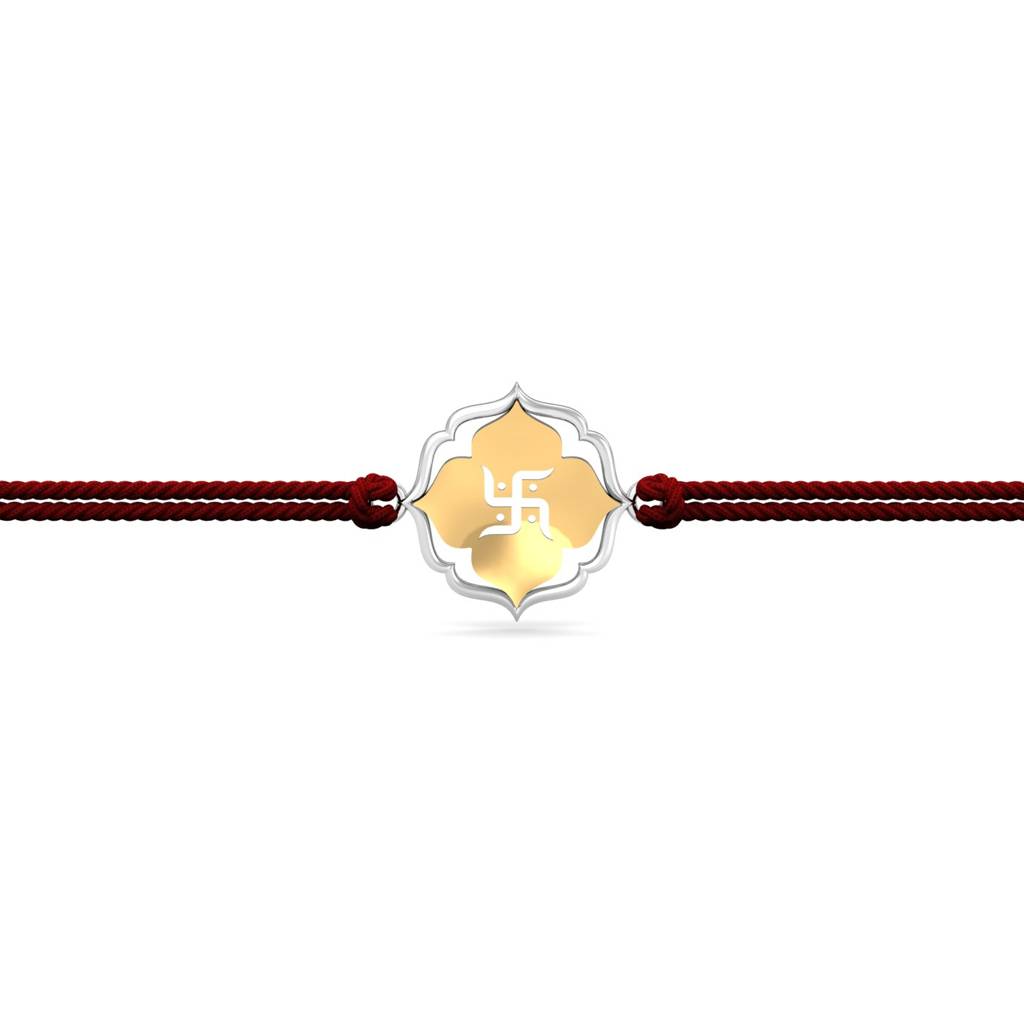 Kuberbox 925 Sterling Silver Blossom Swastik Silver Rakhi | Kuberbox ...