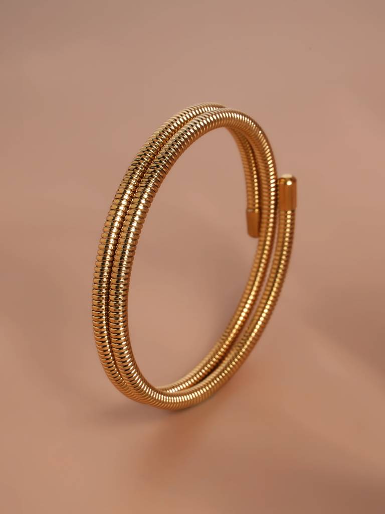 Ribbed Gold Coiled Bangle Bracelet For Women | Ribbed Gold Coiled Bangle Bracelet For Women · Eternz