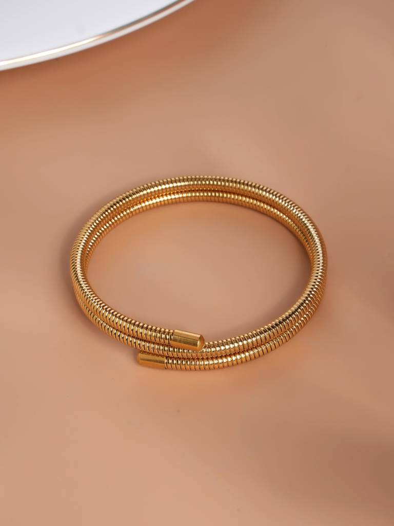Ribbed Gold Coiled Bangle Bracelet For Women | Ribbed Gold Coiled Bangle Bracelet For Women · Eternz