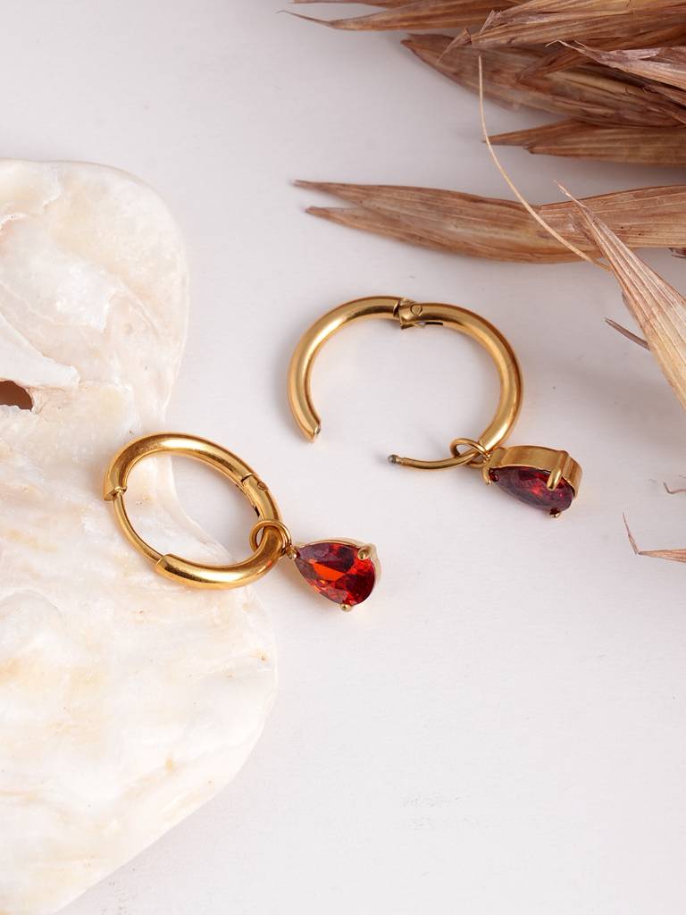 Golden Red Hoops For Women | Golden Red Hoops For Women · Eternz