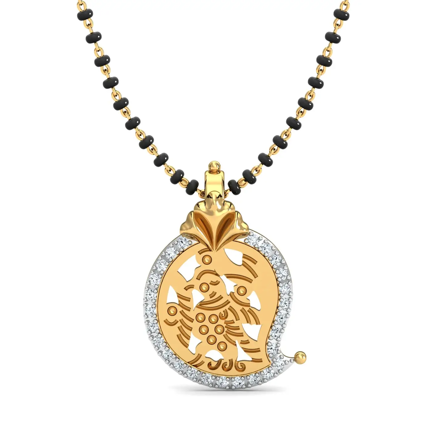 KuberBox 18K Yellow Gold Ela Paksi Thali | KuberBox 18K Yellow Gold Ela ...