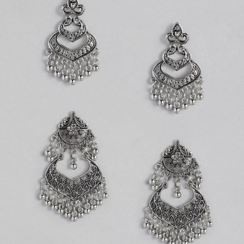 Laida Oxidized Silver-Plated Set Of 2 Earrings | Laida Oxidized Silver ...