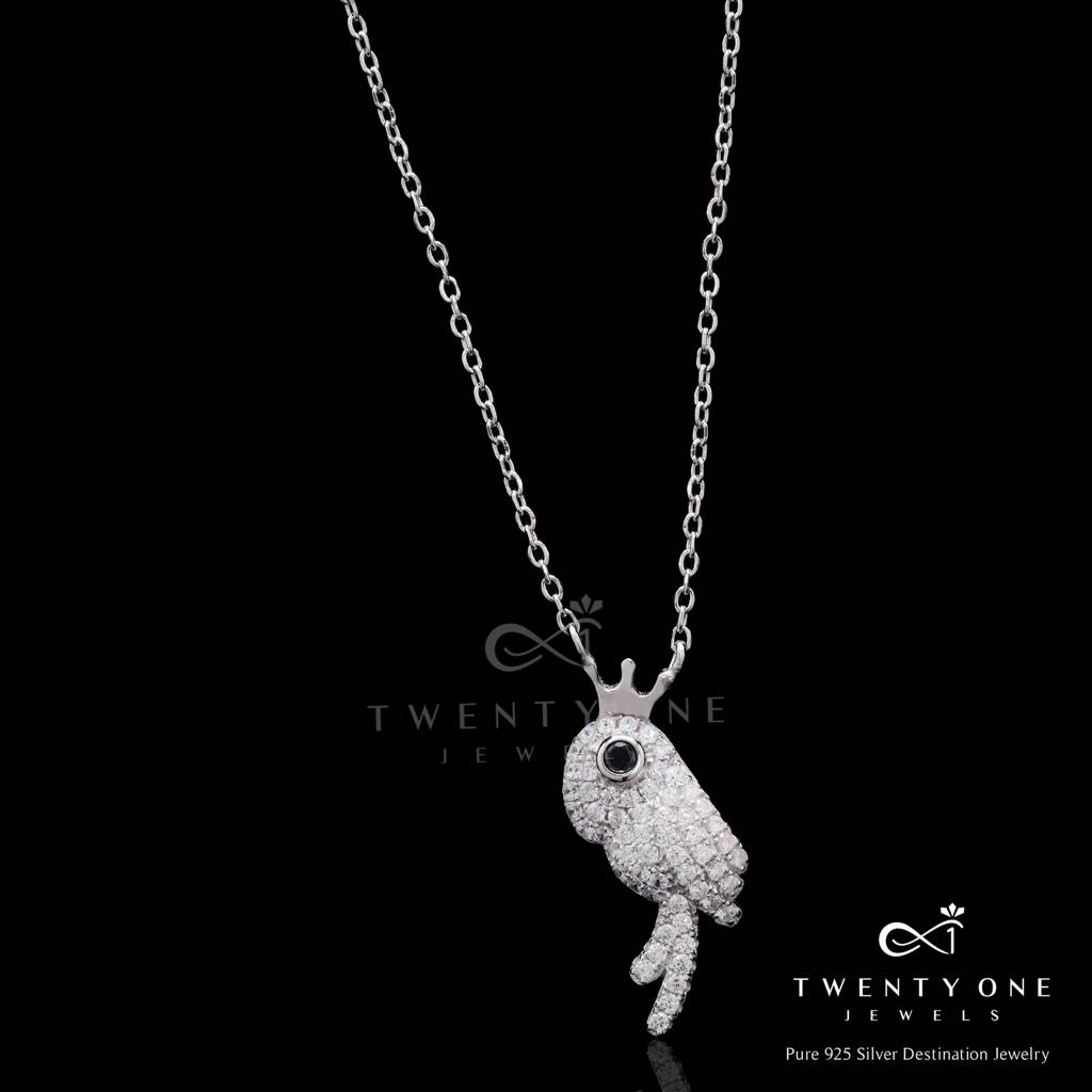 Premium American Diamond Micro Setting King Parrot Pendant With Chain ...