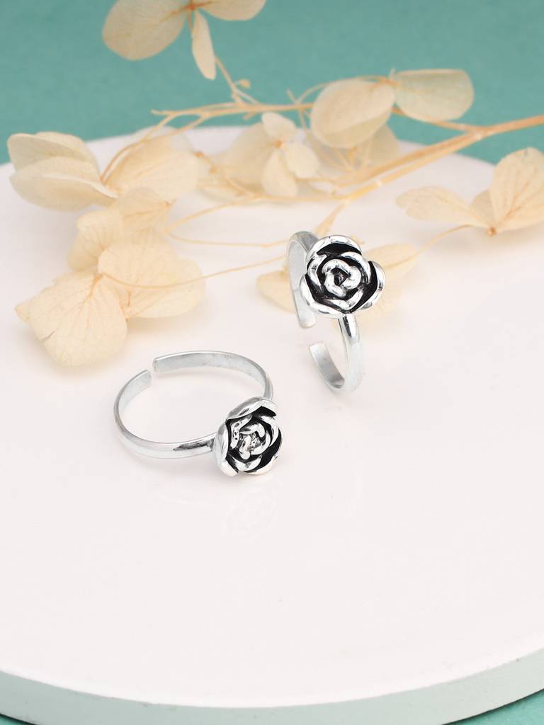 Giva 925 Oxidised Silver Rose Toe Rings | Giva 925 Oxidised Silver Rose ...