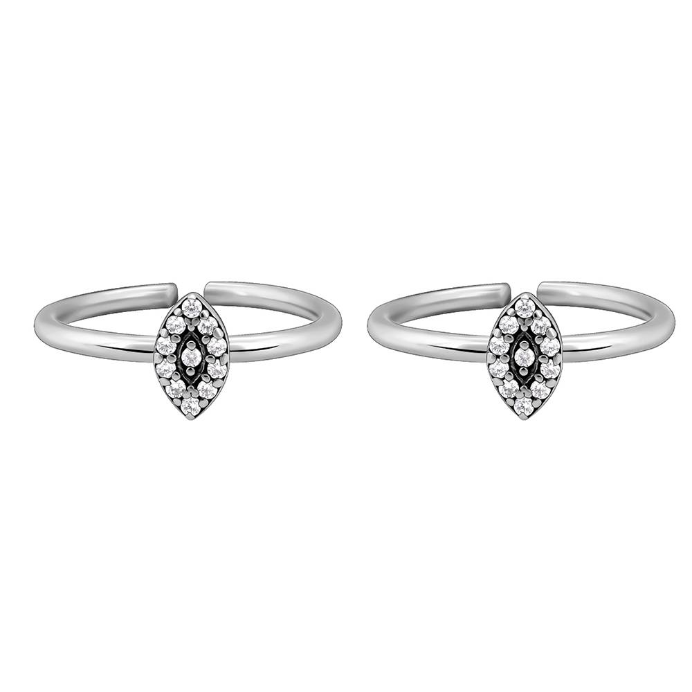 925 Oxidised Silver Chaitanya Evil Eye Toe Rings | 925 Oxidised Silver ...