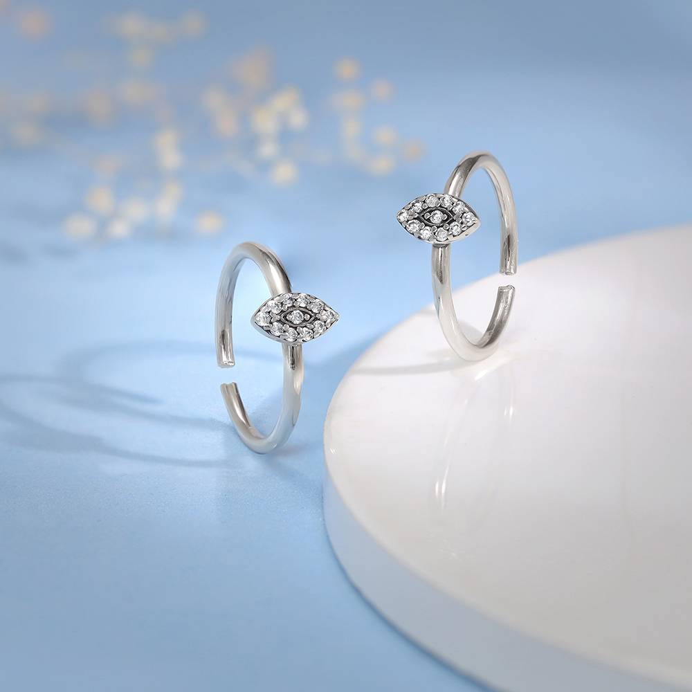 925 Oxidised Silver Chaitanya Evil Eye Toe Rings | 925 Oxidised Silver ...