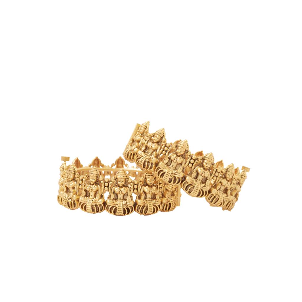 Gold Plated Screw Openable Temple Bangles Set Of 2 Elegance. | Gold ...