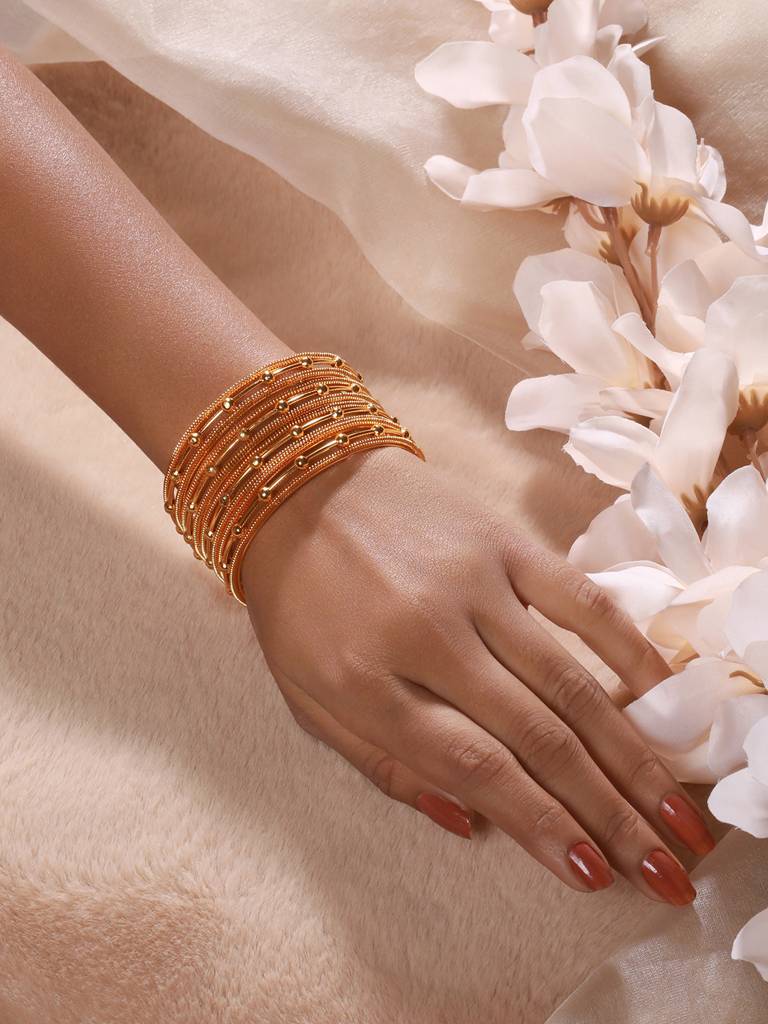 Set Of 4 Gold-Toned Gold-Plated Bangles-Ba-Js23-60069 | Set Of 4 Gold ...