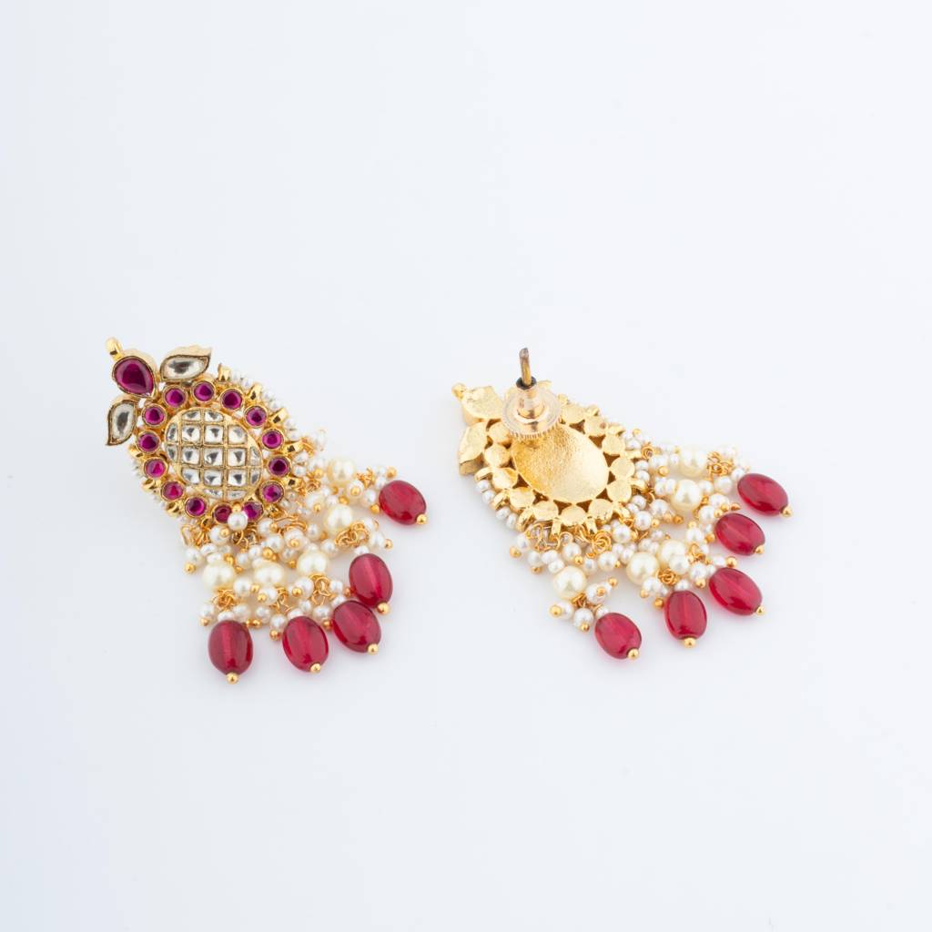 Gold Finish Kundan Polki & Ruby Choker Necklace Set | Gold Finish Kundan Polki & Ruby Choker ...