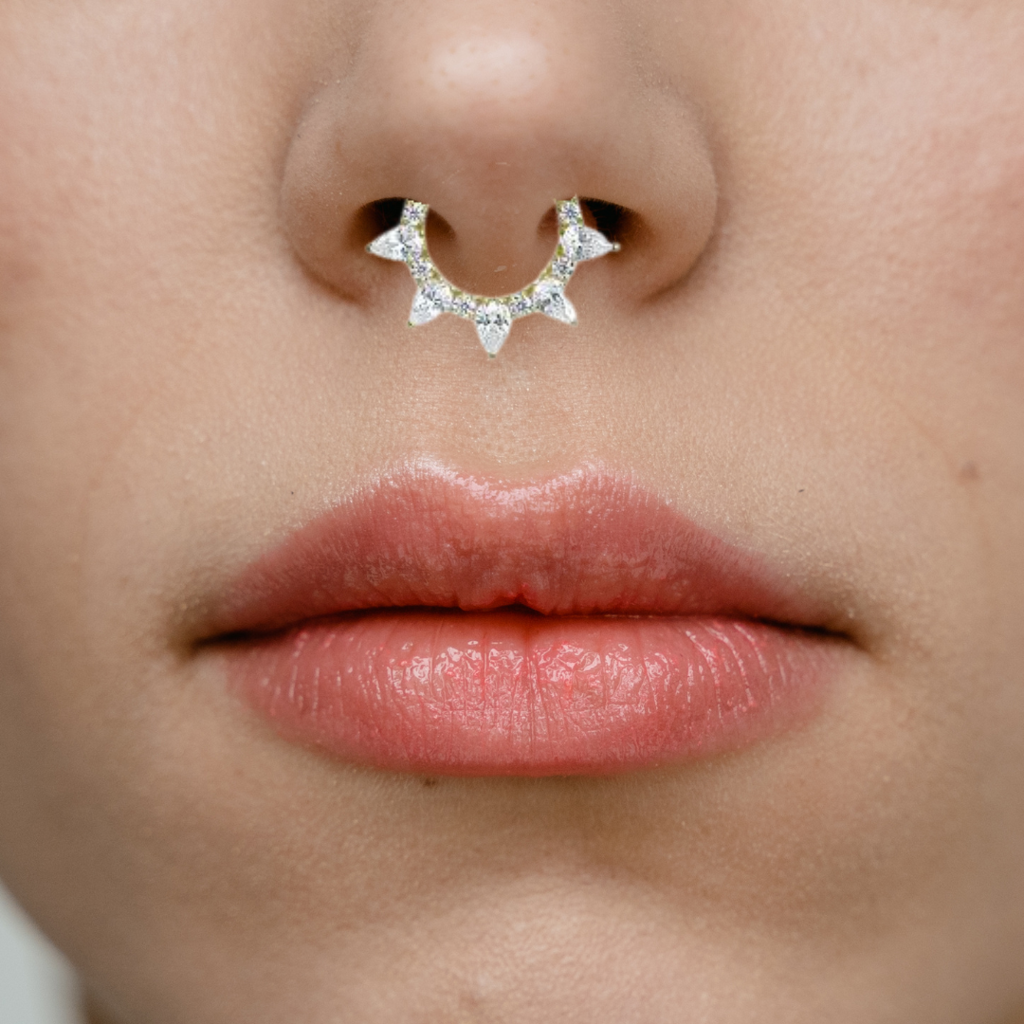 Spikey Septum Piercing Ring Lab Diamond | Buy Spiky Septum Moissanite ...