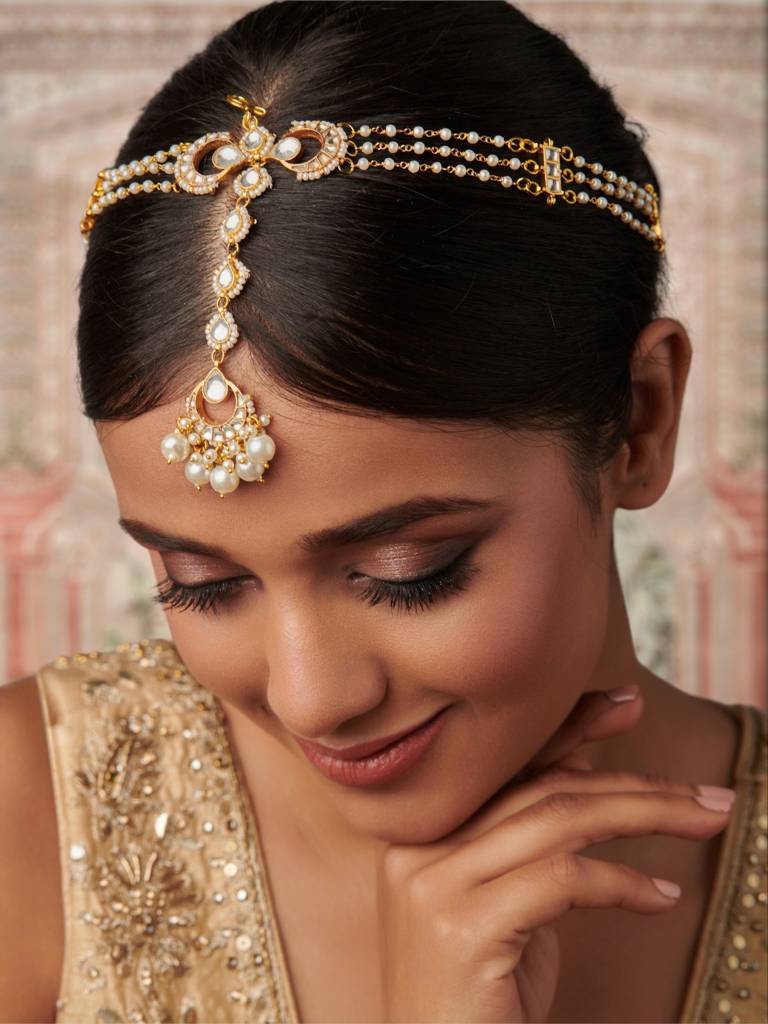 18 Kt Gold Plated Pearl-Enhanced Mathapati | 18 Kt Gold Plated Pearl-Enhanced Mathapati · Eternz