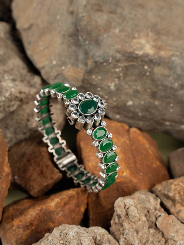 Gypsy Emerald Glow Oxidised Bangle | Gypsy Emerald Glow Oxidised Bangle · Eternz