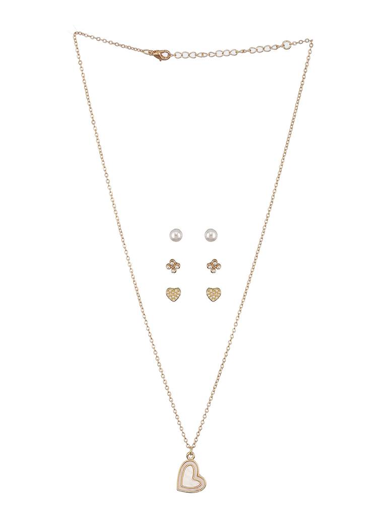 Rose Gold-Plated Cz Studded Heart Shape Jewellery Set | Rose Gold ...